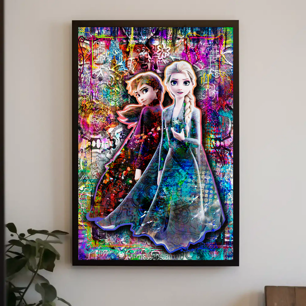 Ana and Elsa of Frozen Poster, Frozen Tribute Fine Art – McQDesign