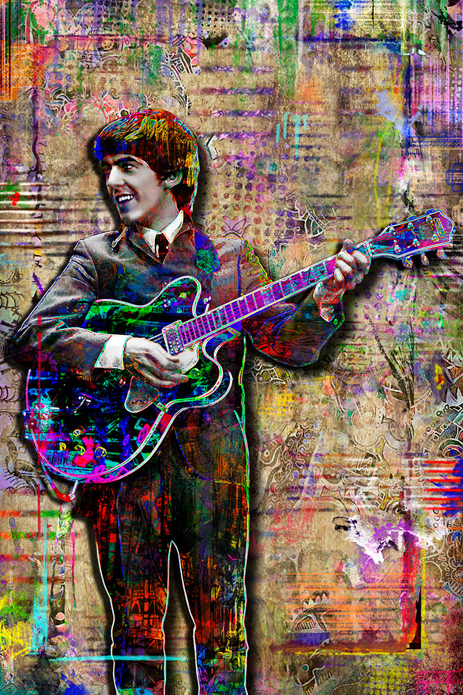 George Harrison in The Beatles Poster, George Harrison Tribute Fine Ar ...