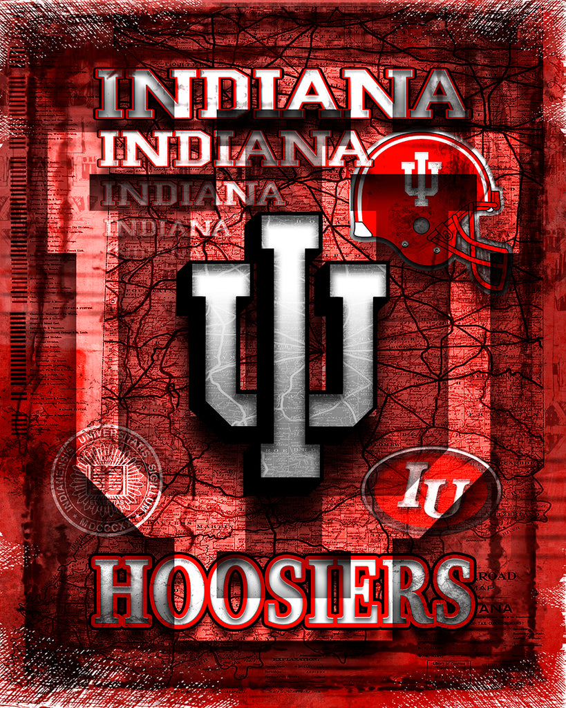 Indiana University Hoosiers Poster, IU Hoosiers Print, Hoosiers Red Pr ...