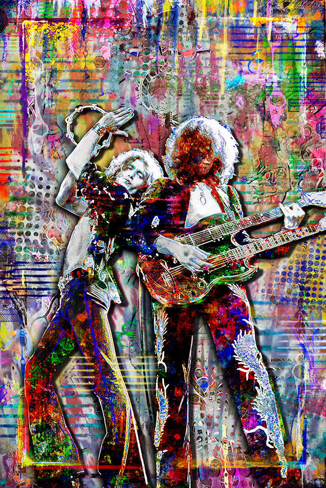 Led Zeppelin Poster, Led Zeppelin Robert Plant & Jimmy Page Pop Art Tr ...