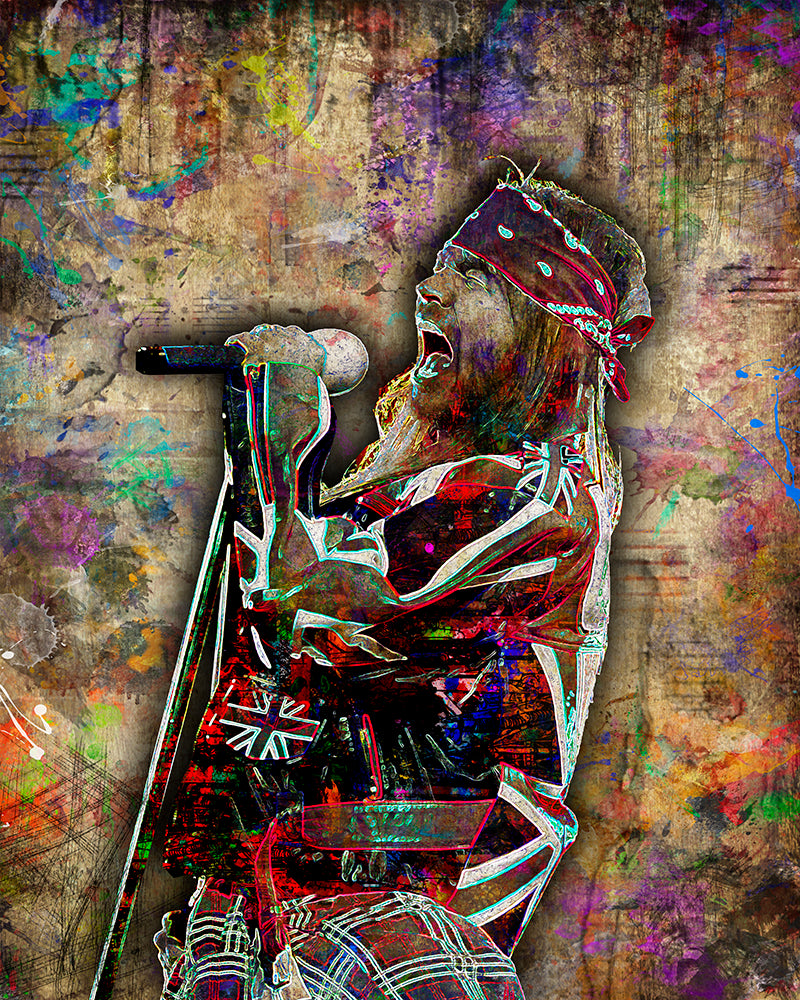 Axl Rose Poster, Guns N Roses Portrait Gift, Axl Rose Colorful Layered ...