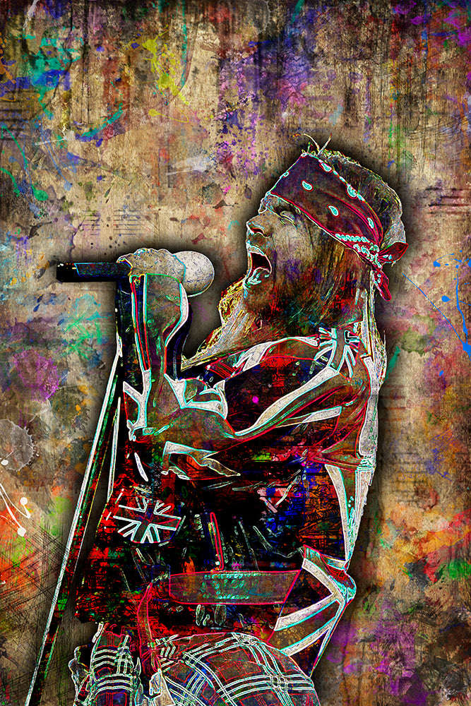 Axl Rose Poster, Guns N Roses Portrait Gift, Axl Rose Colorful Layered ...