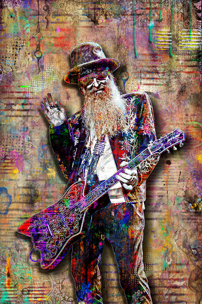 ZZ Top Poster, Billy Gibbons of ZZ Top Gift, ZZ Top Tribute Fine Art ...