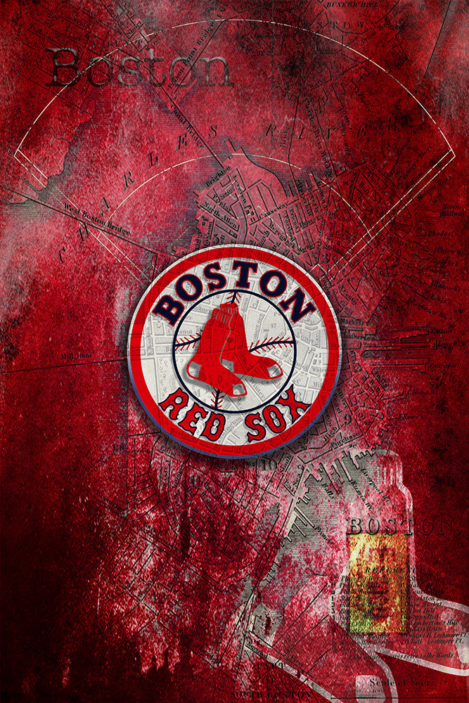 Boston Red Sox Poster, Red Sox Artwork Boston Gift, Red Sox Layered Ma ...