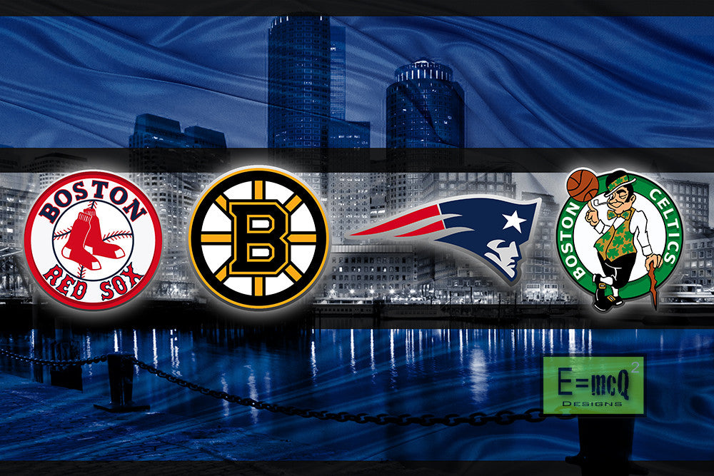Boston Blue Sports Poster, New England Patriots, Boston Celtics, Bruin ...