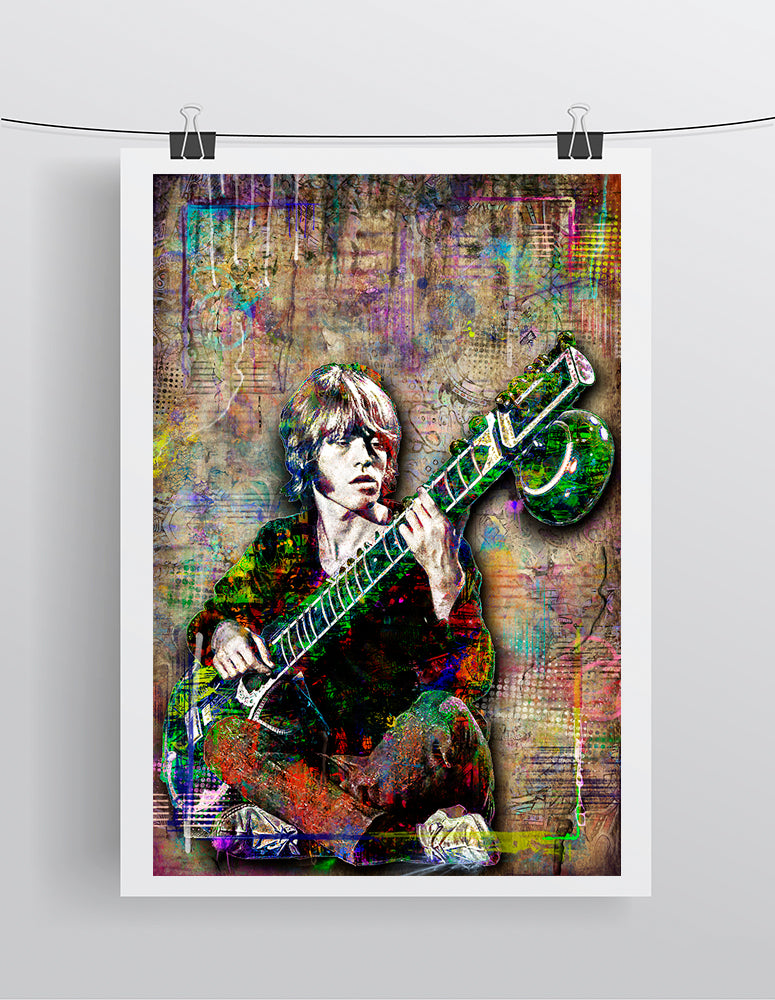 Brian Jones of The Rolling Stones Poster, Brian Jones Tribute Fine Art ...