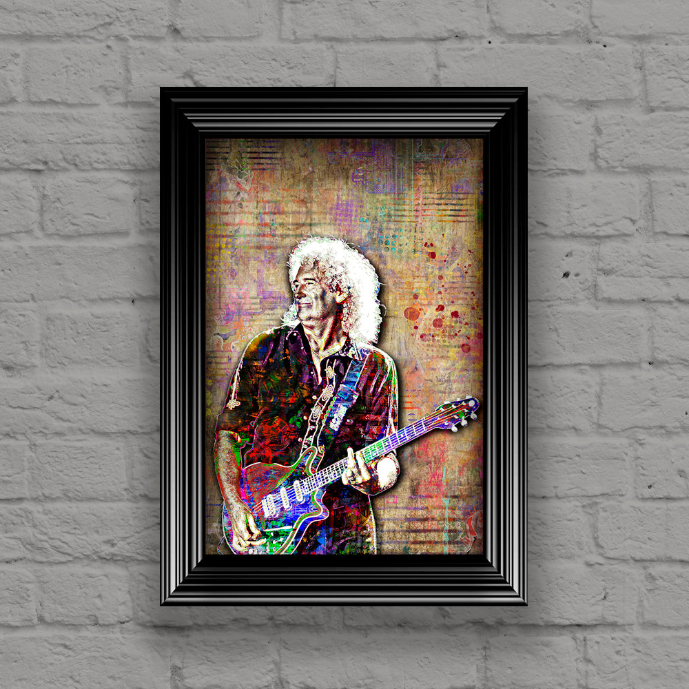 Brian May of Queen Portrait Poster, Brian May Gift, Queen Tribute Fine ...