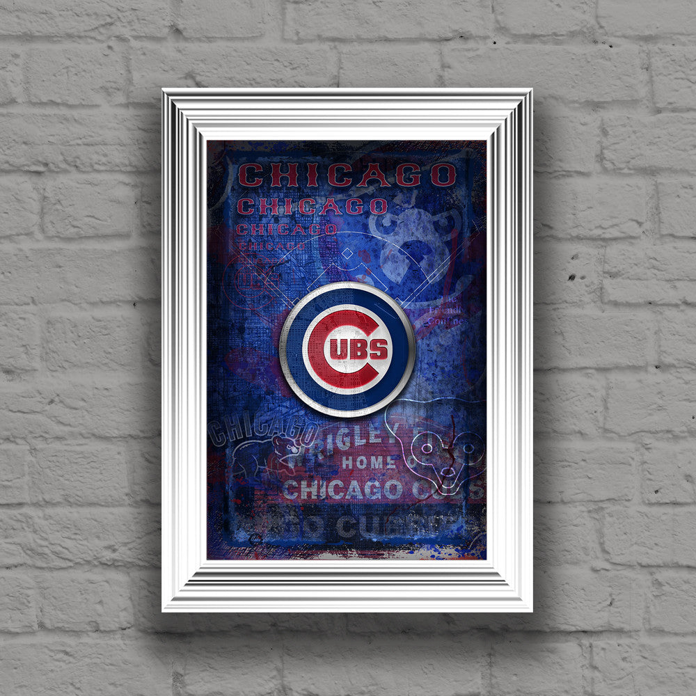 Chicago Cubs Poster, Cubs Artwork Cubs Gift, Chicago Cubs Layered Man ...