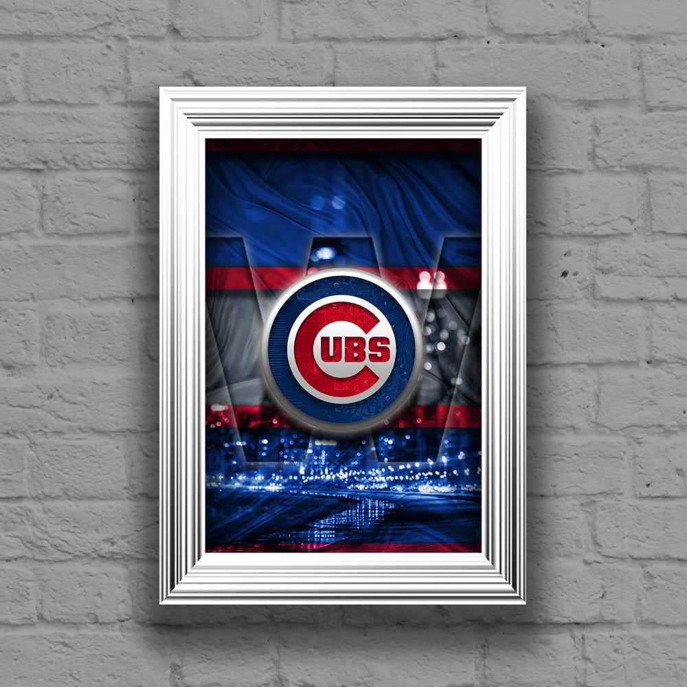 Chicago Cubs W Poster, Cubs W Artwork Cubs Gift, Chicago Cubs Win Man ...