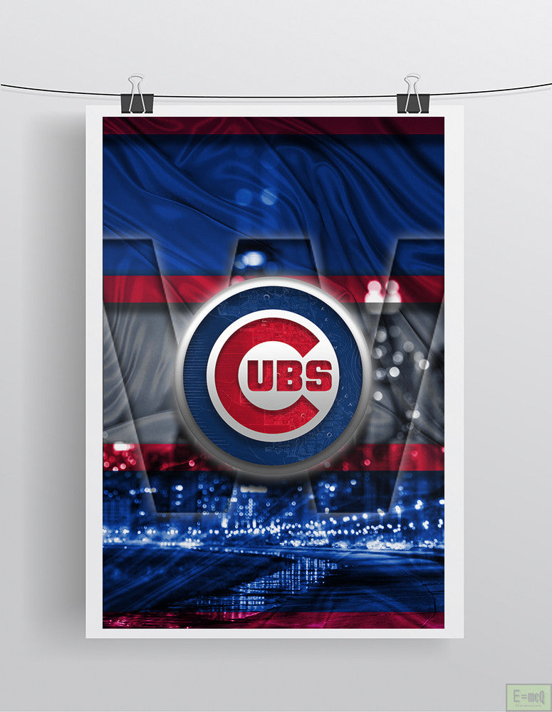 Chicago Cubs W Poster, Cubs W Artwork Cubs Gift, Chicago Cubs Win Man ...