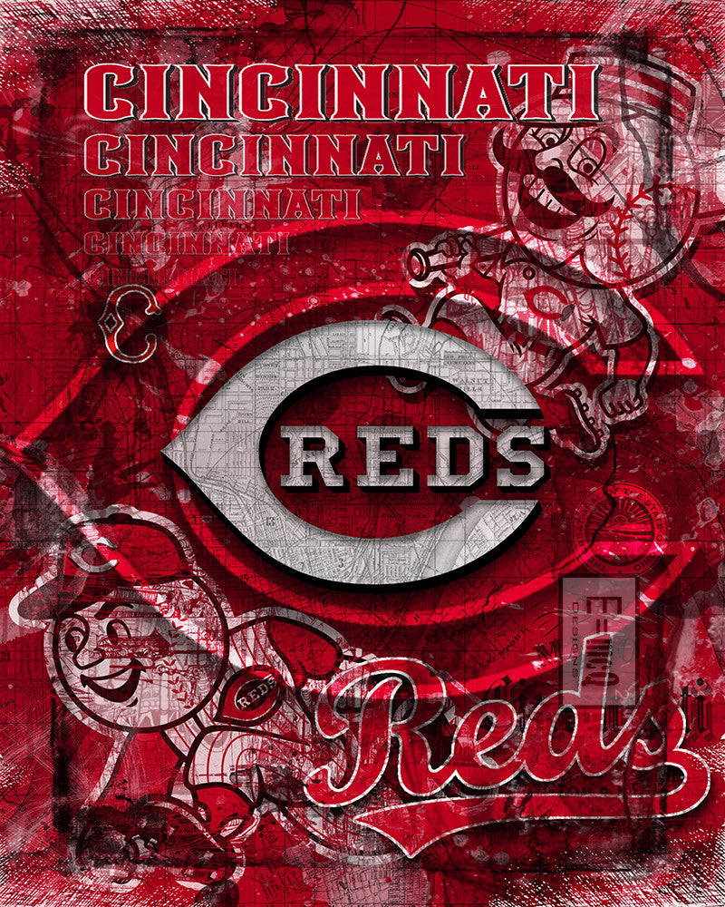 Cincinnati Reds Poster, Cincinnati Reds Artwork Gift, Cincinnati Reds ...
