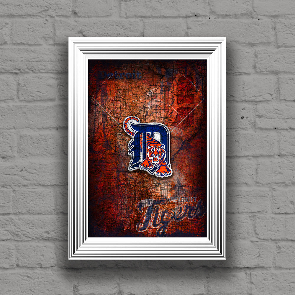Detroit Tigers Poster, Detroit Tigers Artwork Gift, Tigers Layered Man ...