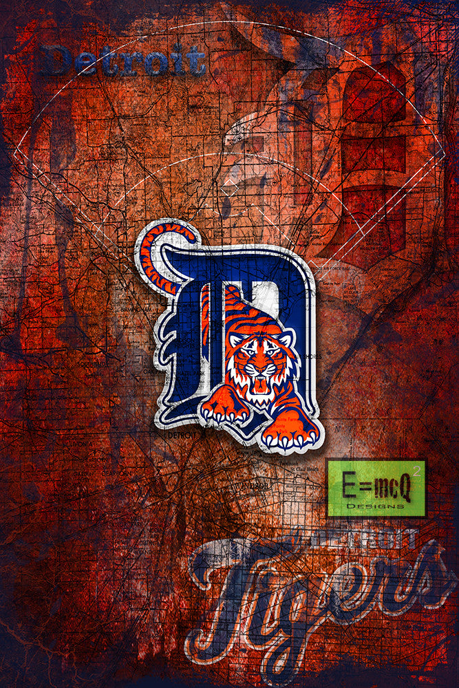 Detroit Tigers Poster, Detroit Tigers Artwork Gift, Tigers Layered Man ...