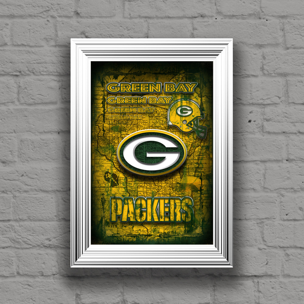 Green Bay Packers Football Poster, Green Bay Packers Man Cave Gift, Pa ...