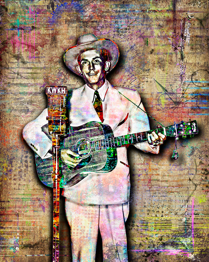 Hank Williams Poster, Hank Williams Senior Country Tribute Fine Art Po ...