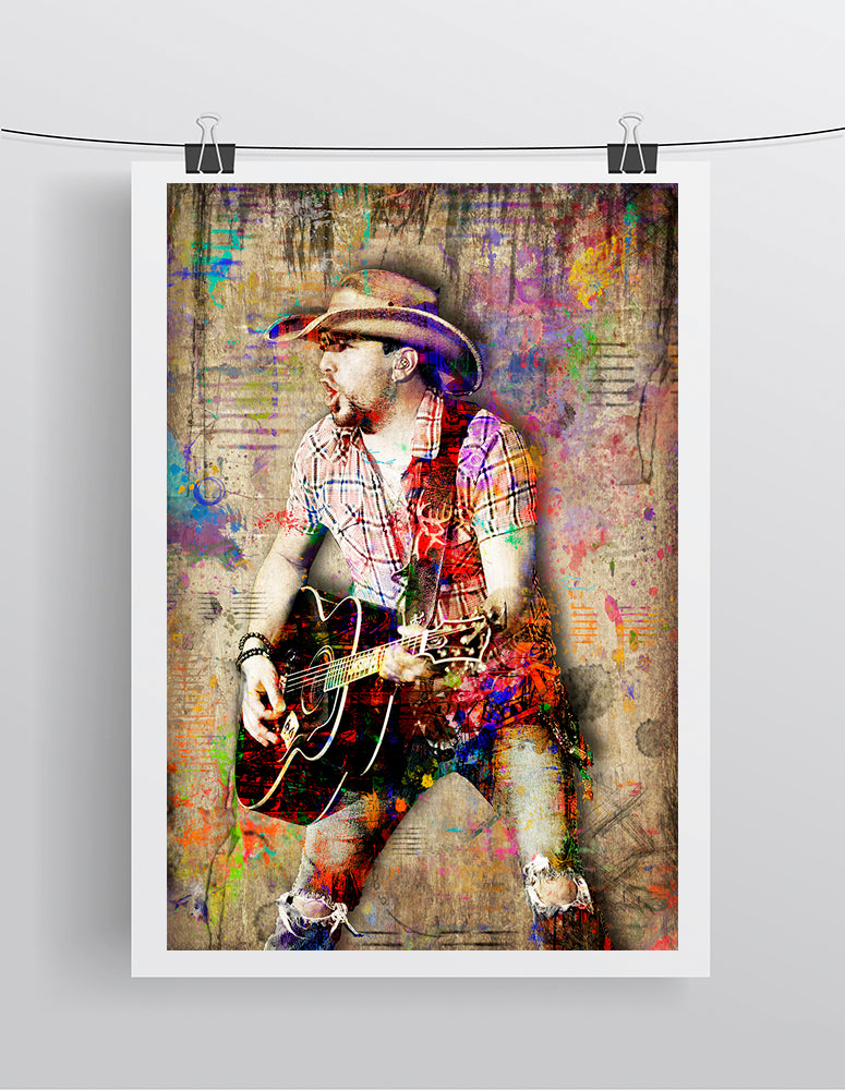 Jason Aldean Poster, Jason Aldean Portrait Gift, Jason Aldean Colorful ...