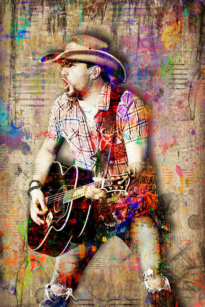 Jason Aldean Poster, Jason Aldean Portrait Gift, Jason Aldean Colorful ...
