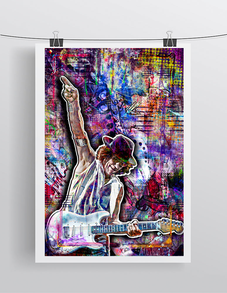 Jeff Beck Poster, Jeff Beck Colorful Memorial, Jeff Beck Tribute Fine ...