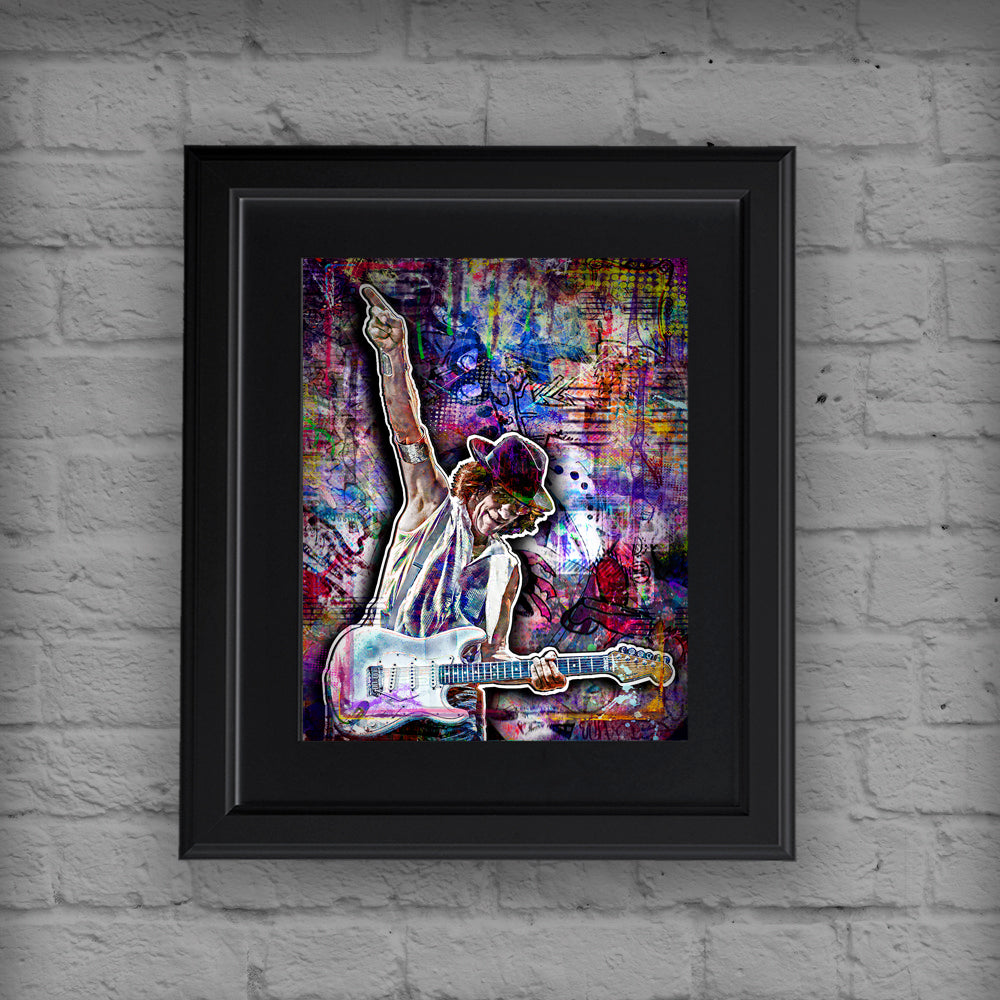 Jeff Beck Poster, Jeff Beck Colorful Memorial, Jeff Beck Tribute Fine ...