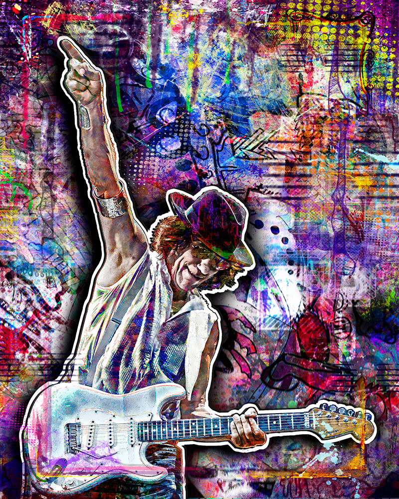 Jeff Beck Poster, Jeff Beck Colorful Memorial, Jeff Beck Tribute Fine ...