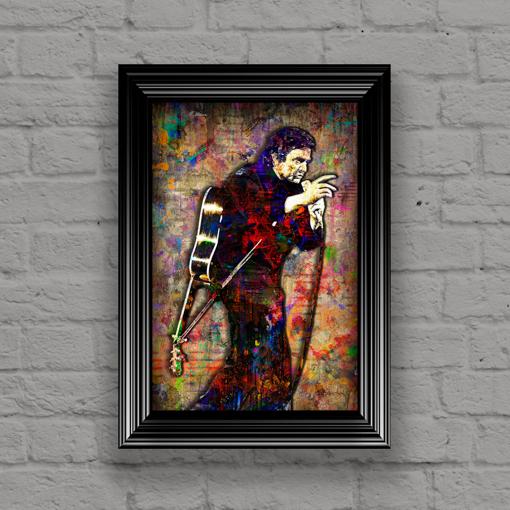 Johnny Cash Poster, Johnny Cash Portrait Gift, Johnny Cash Tribute Fin ...