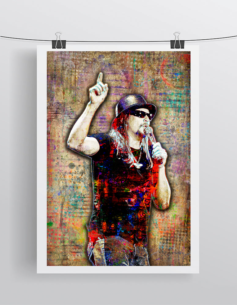 Kid Rock Poster, Kid Rock Gift, Kid Rock Colorful Layered Tribute Fine ...