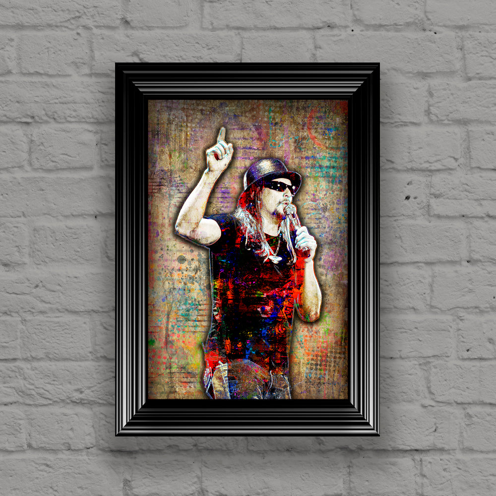 Kid Rock Poster, Kid Rock Gift, Kid Rock Colorful Layered Tribute Fine ...