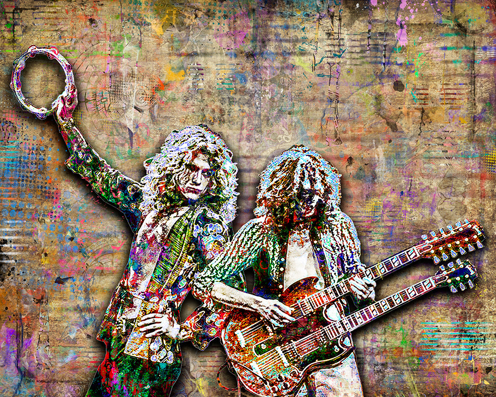Led Zeppelin Poster, Robert Plant and Jimmy Page of Led Zeppelin Gift ...