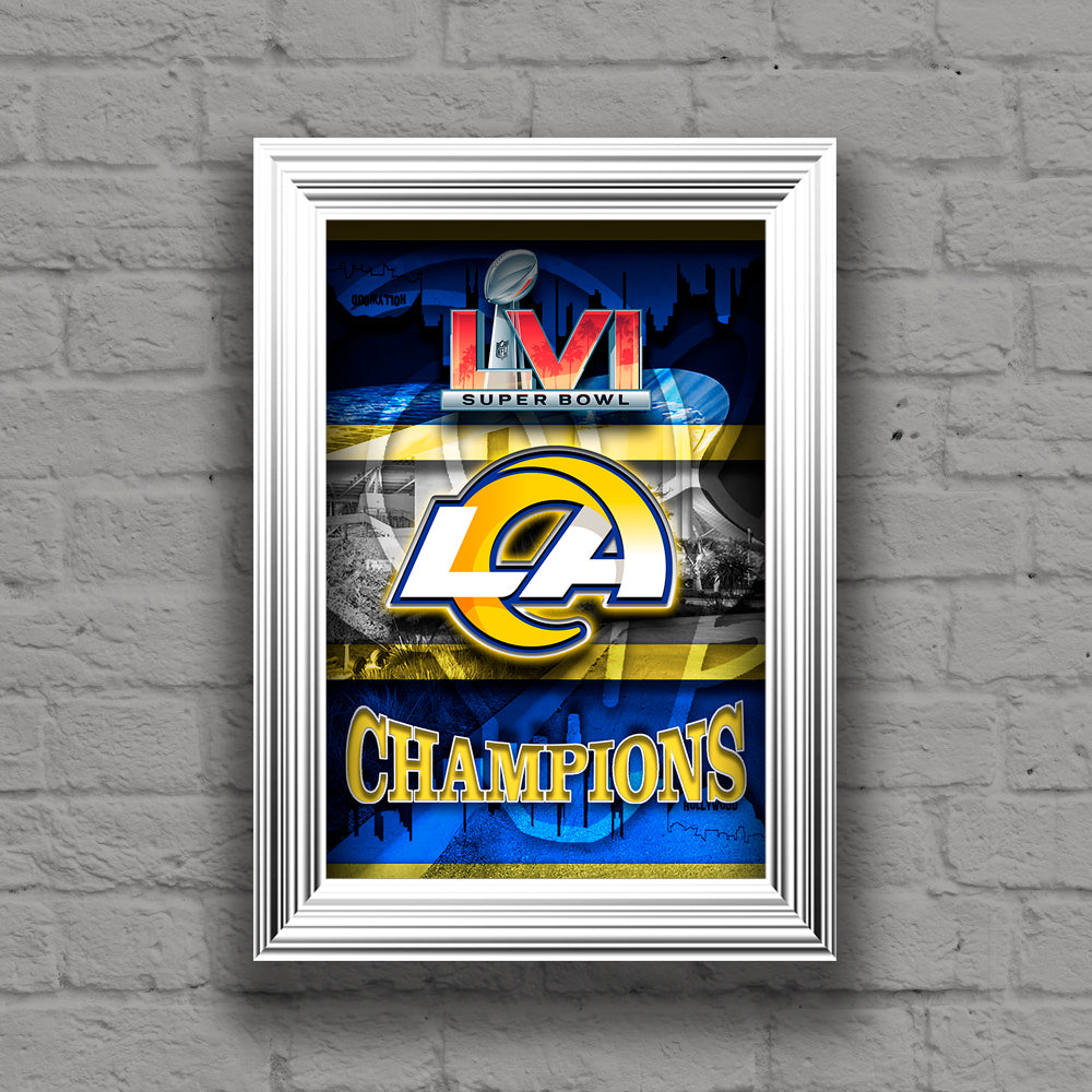 Los Angeles Rams Super Bowl LVI Football Poster, LA Rams Skyline Print ...