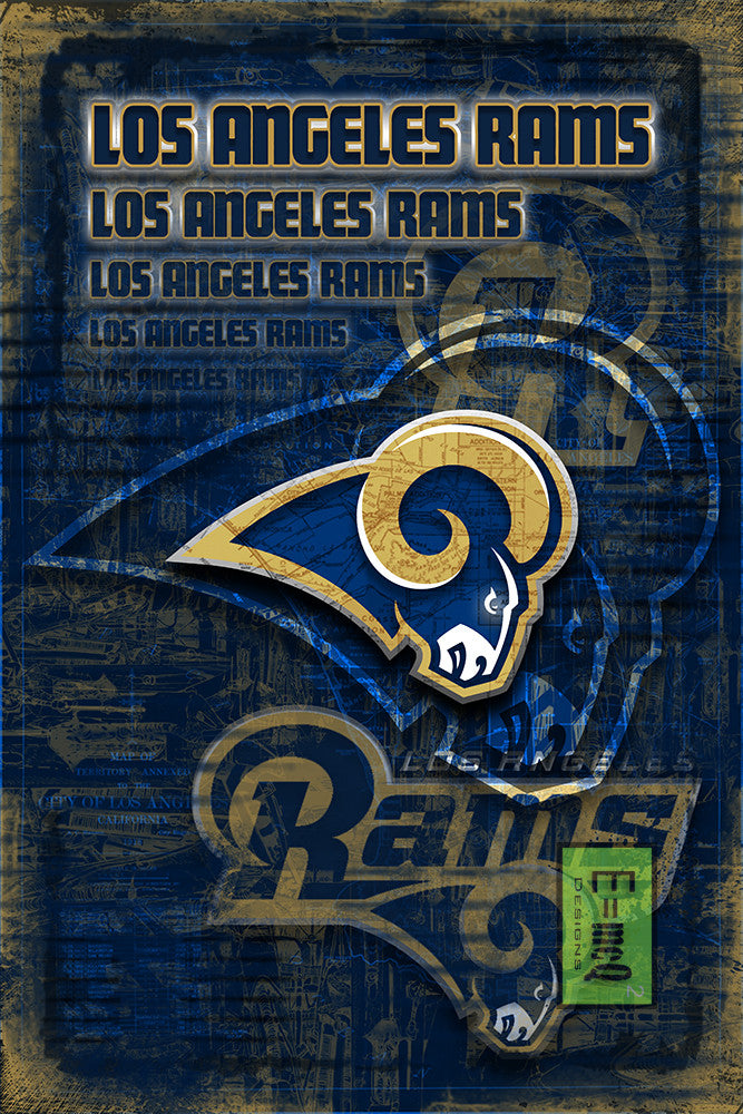 Los Angeles Rams Football Poster, LA Rams Artwork, Los Angeles Rams in ...