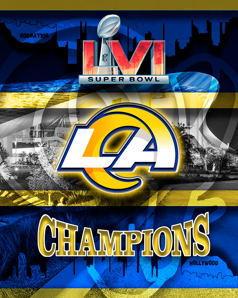 Los Angeles Rams Super Bowl LVI Football Poster, LA Rams Skyline Print ...