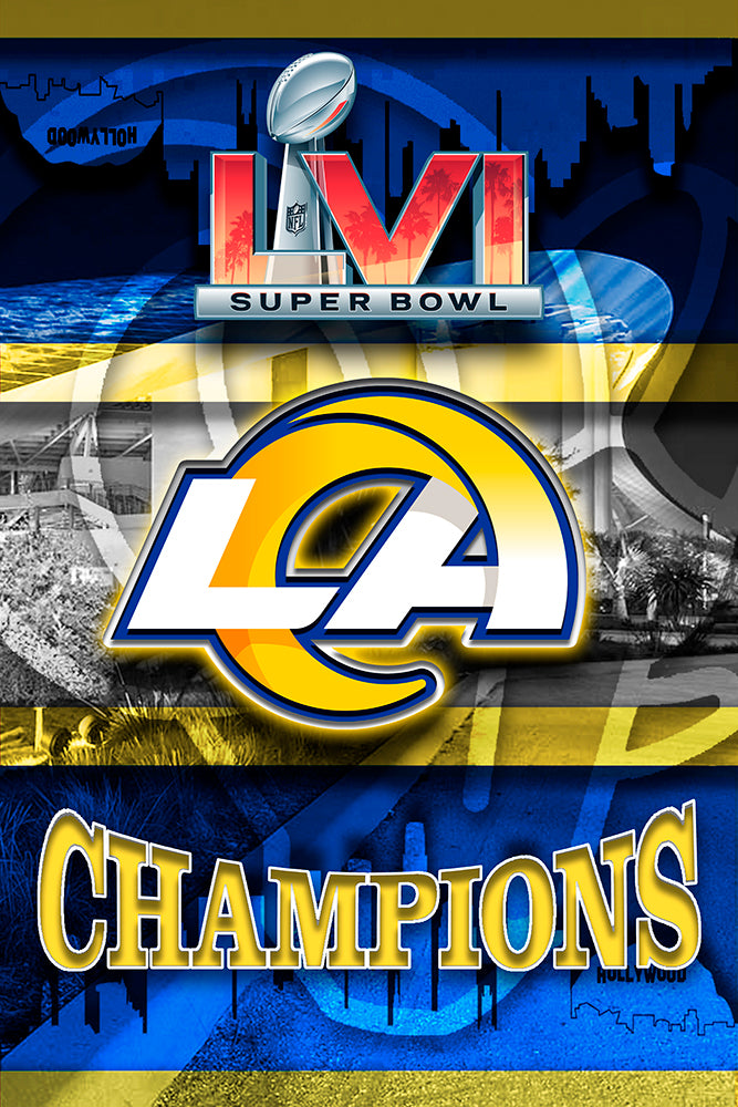 Los Angeles Rams Super Bowl LVI Football Poster, LA Rams Skyline Print ...