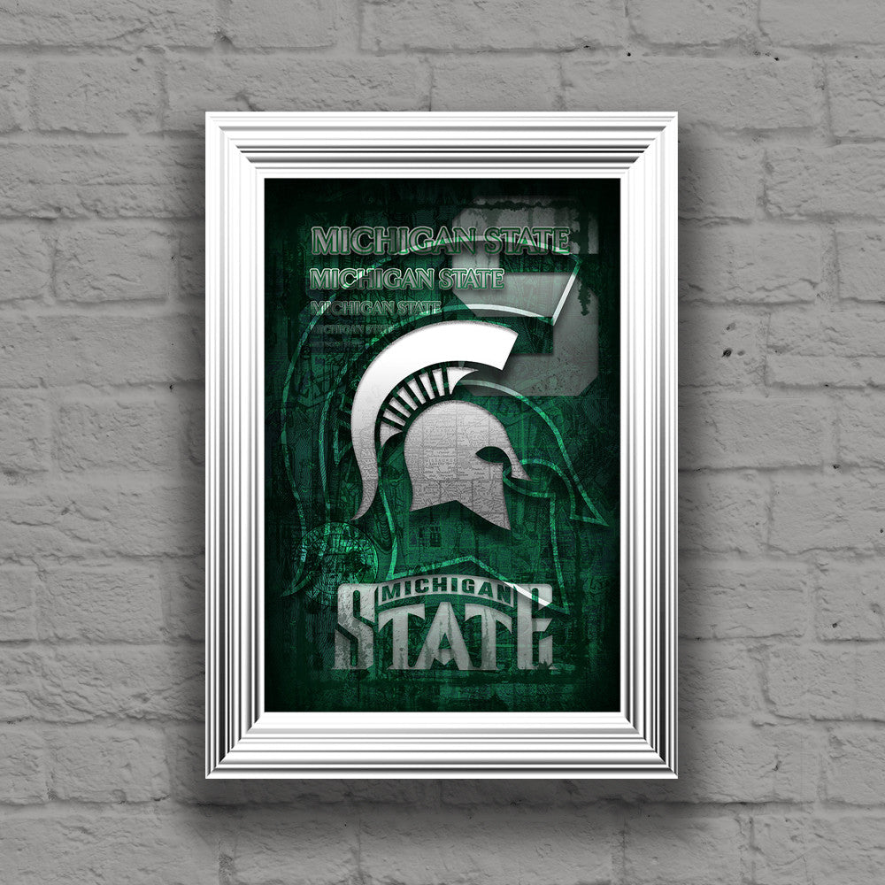 Michigan State Spartans Poster, Spartans Gift, Michigan State Man Cave ...