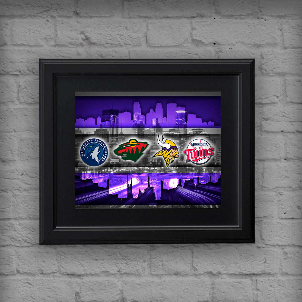 Minnesota Sports Poster, Minnesota Vikings, Twins, Timberwolves, Wild ...