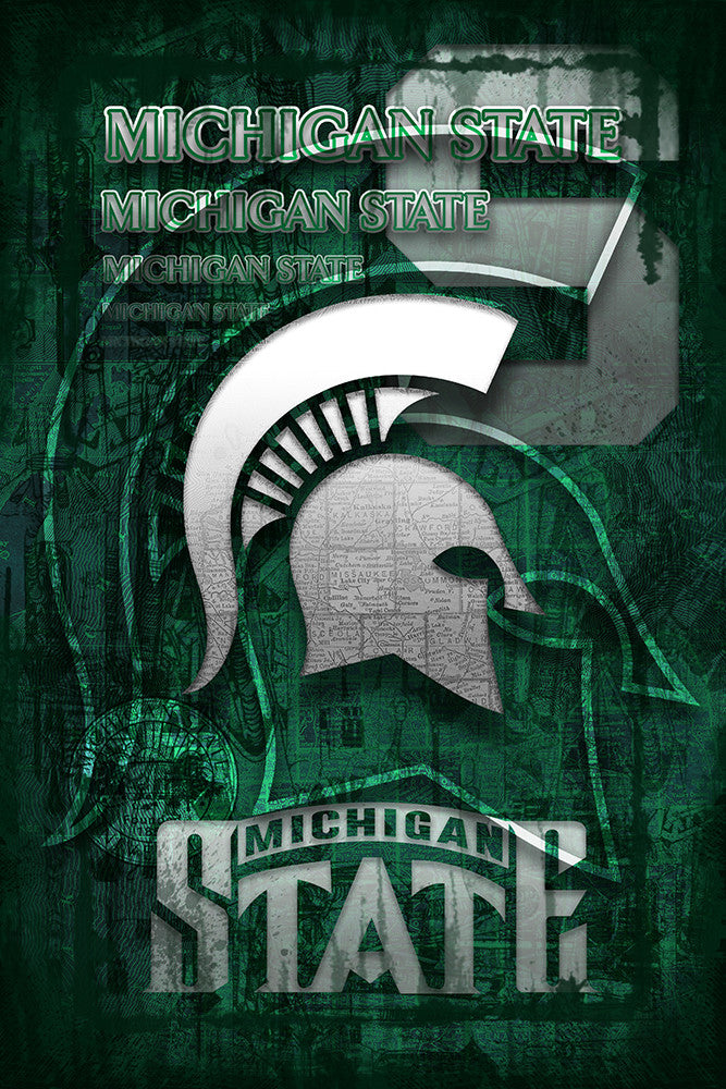 Michigan State Spartans Poster, Spartans Gift, Michigan State Man Cave ...