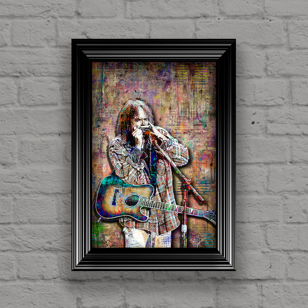 Neil Young Poster, Neil Young Pop 2 Gift, Neil Young Tribute Fine Art ...