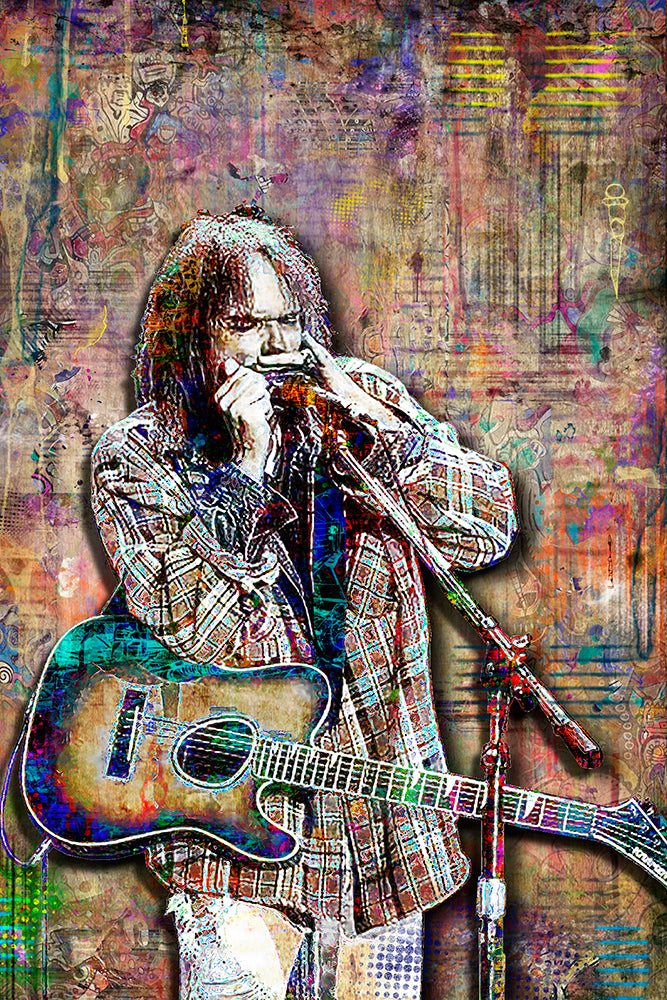 Neil Young Poster, Neil Young Pop 2 Gift, Neil Young Tribute Fine Art ...