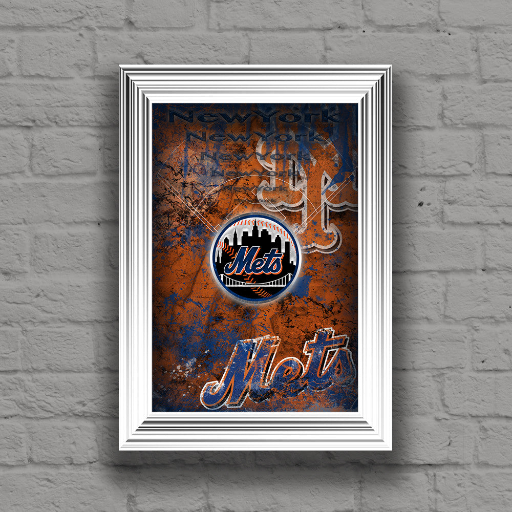 New York Mets Poster, New York Mets Artwork Gift, Mets Layered Man Cav ...