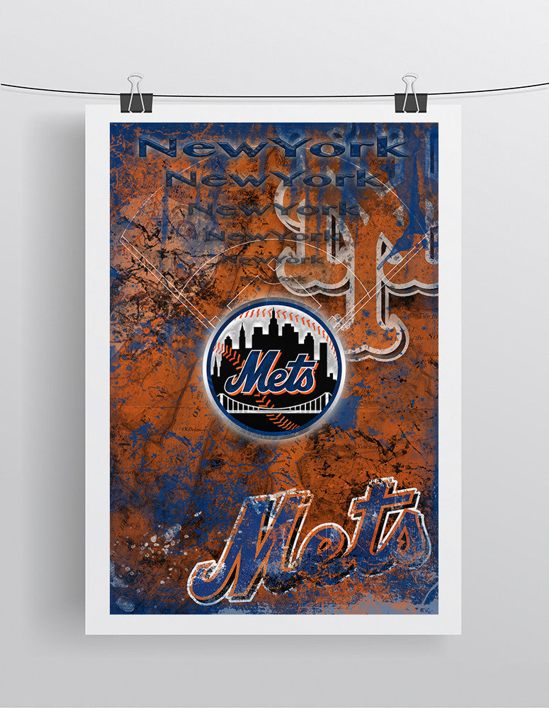New York Mets Poster, New York Mets Artwork Gift, Mets Layered Man Cav ...