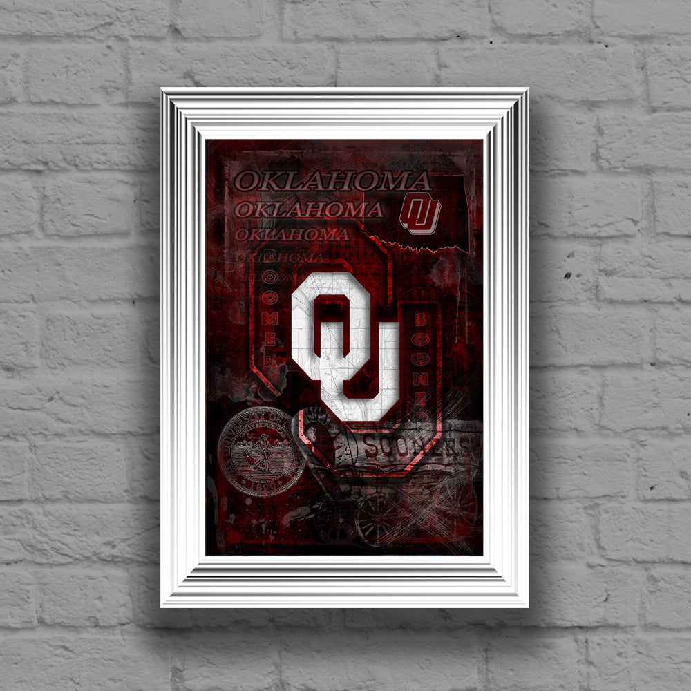 Oklahoma Poster, University of Oklahoma Gift, OU Man Cave, Sooners Pri ...
