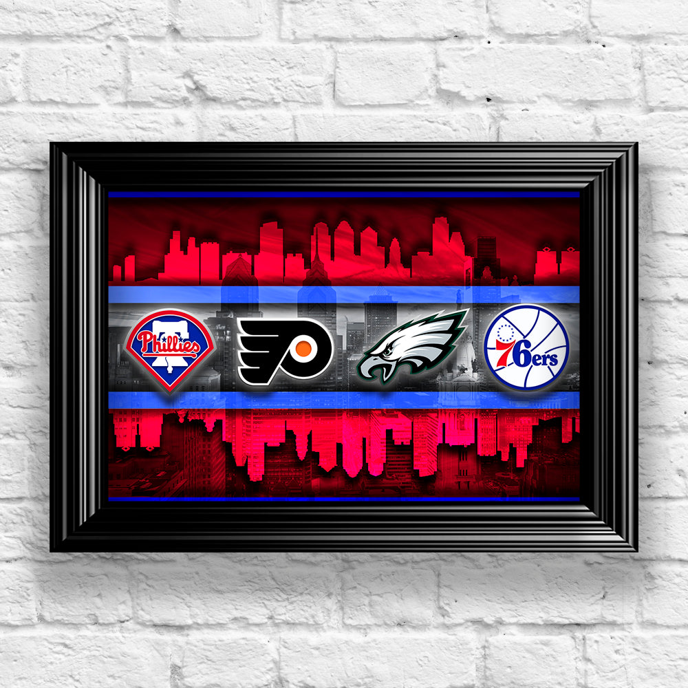 Philadelphia Sports Teams Red Poster, Philadelphia Eagles, Flyers, 76e ...
