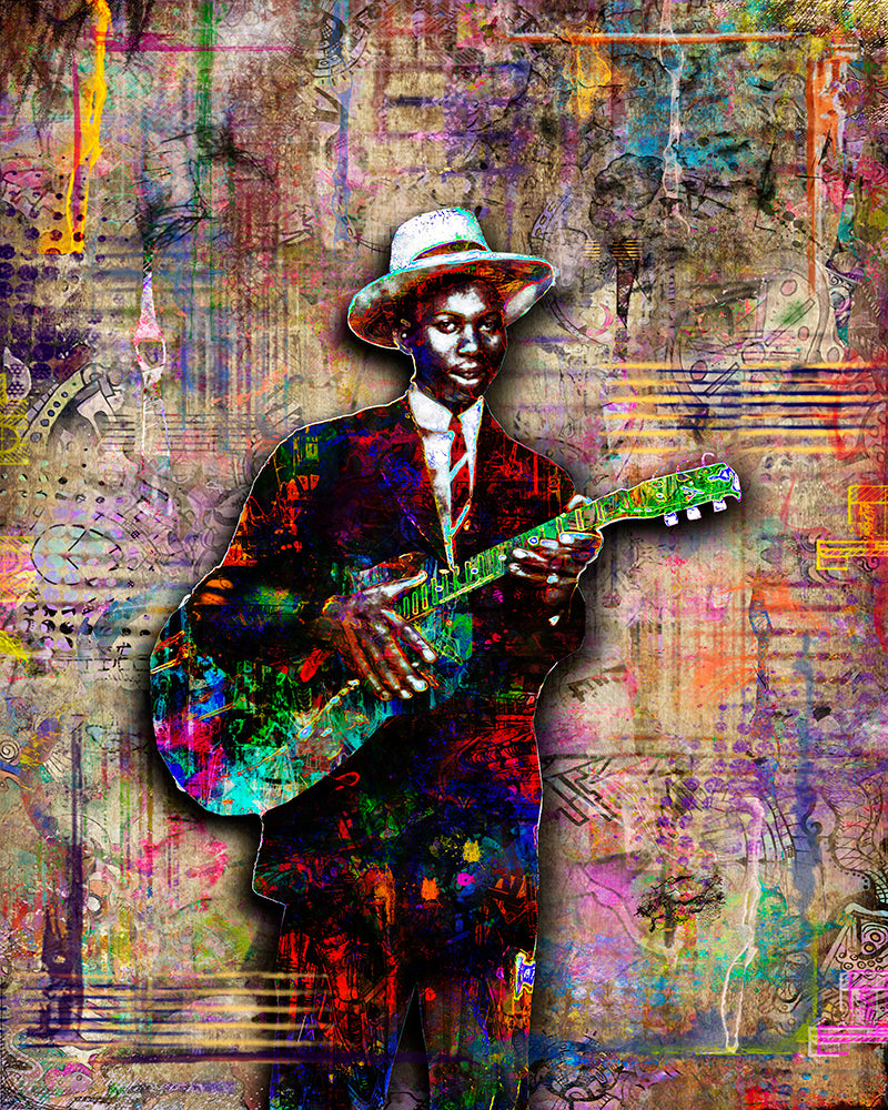 Robert Johnson Poster, Robert Johnson Guitar Cross-Road Legend Tribute ...