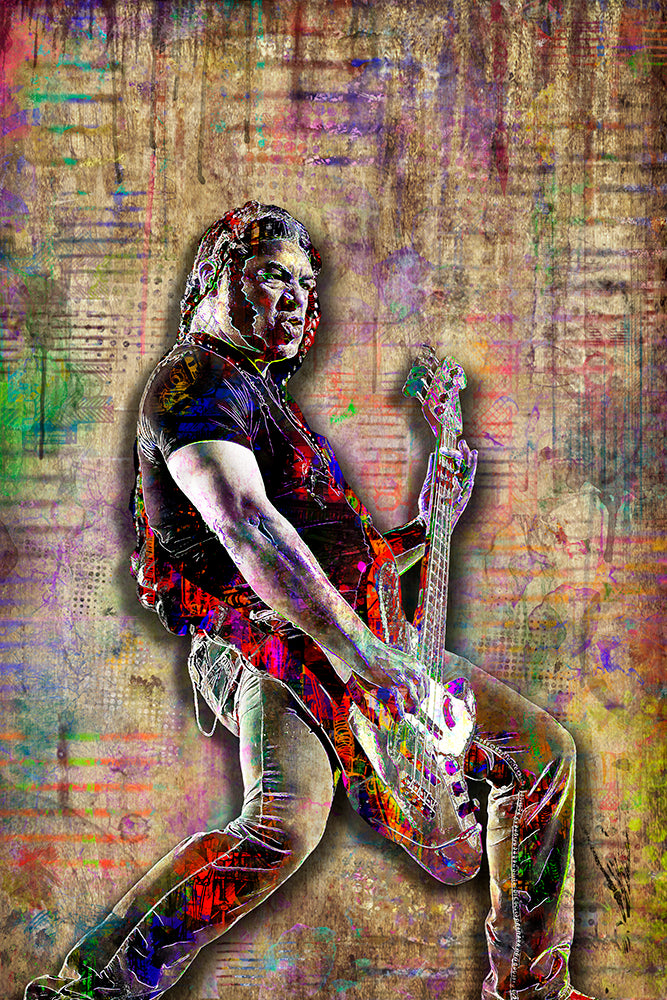 Robert Trujillo Poster, Metallica Portrait Gift, Metallica Colorful La ...
