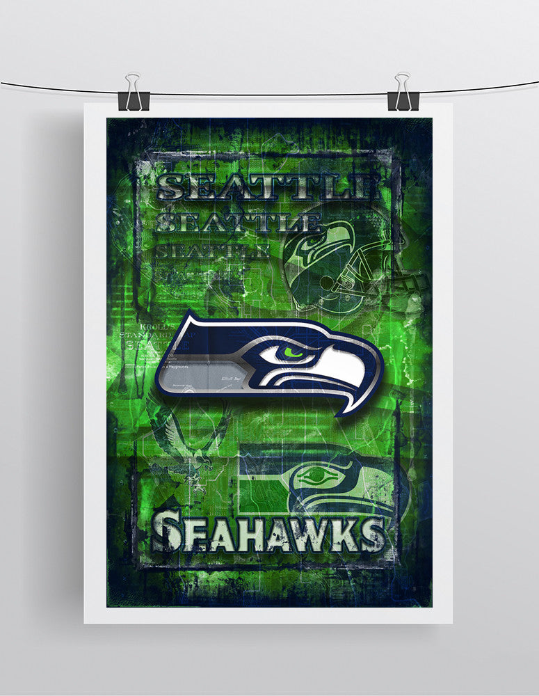 Seattle Seahawks Sports Poster, Seattle Seahawks Artwork, SEAHAWKS in ...