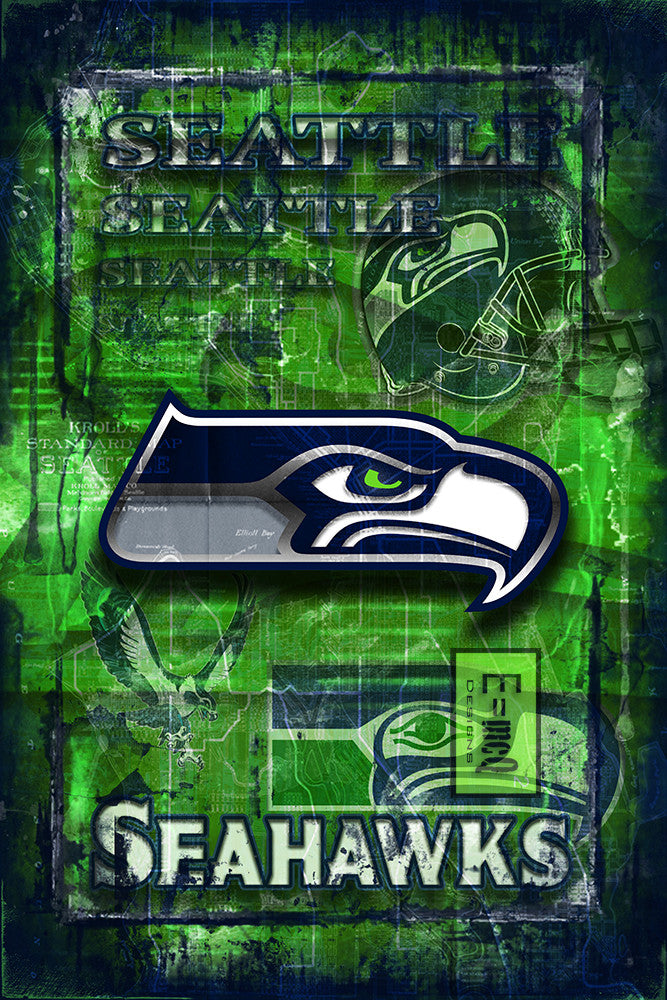 Seattle Seahawks Sports Poster, Seattle Seahawks Artwork, SEAHAWKS in ...