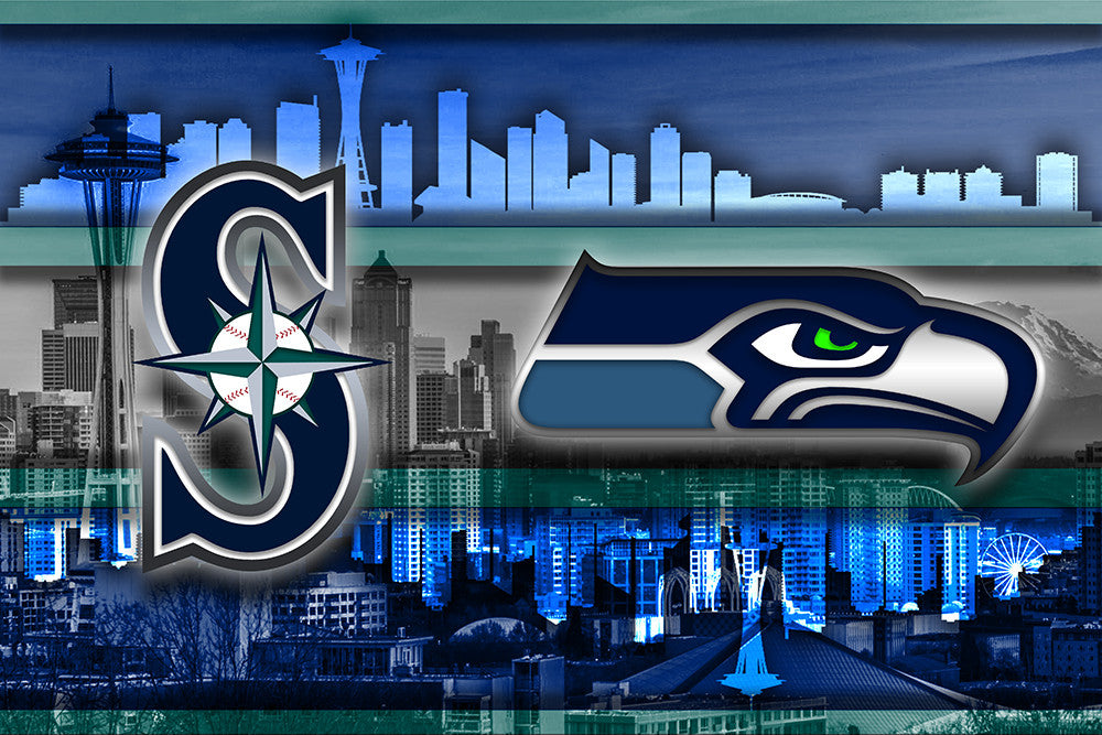 Seattle Sports Teams Poster, Seattle Washington Sports Team Art, Seatt ...
