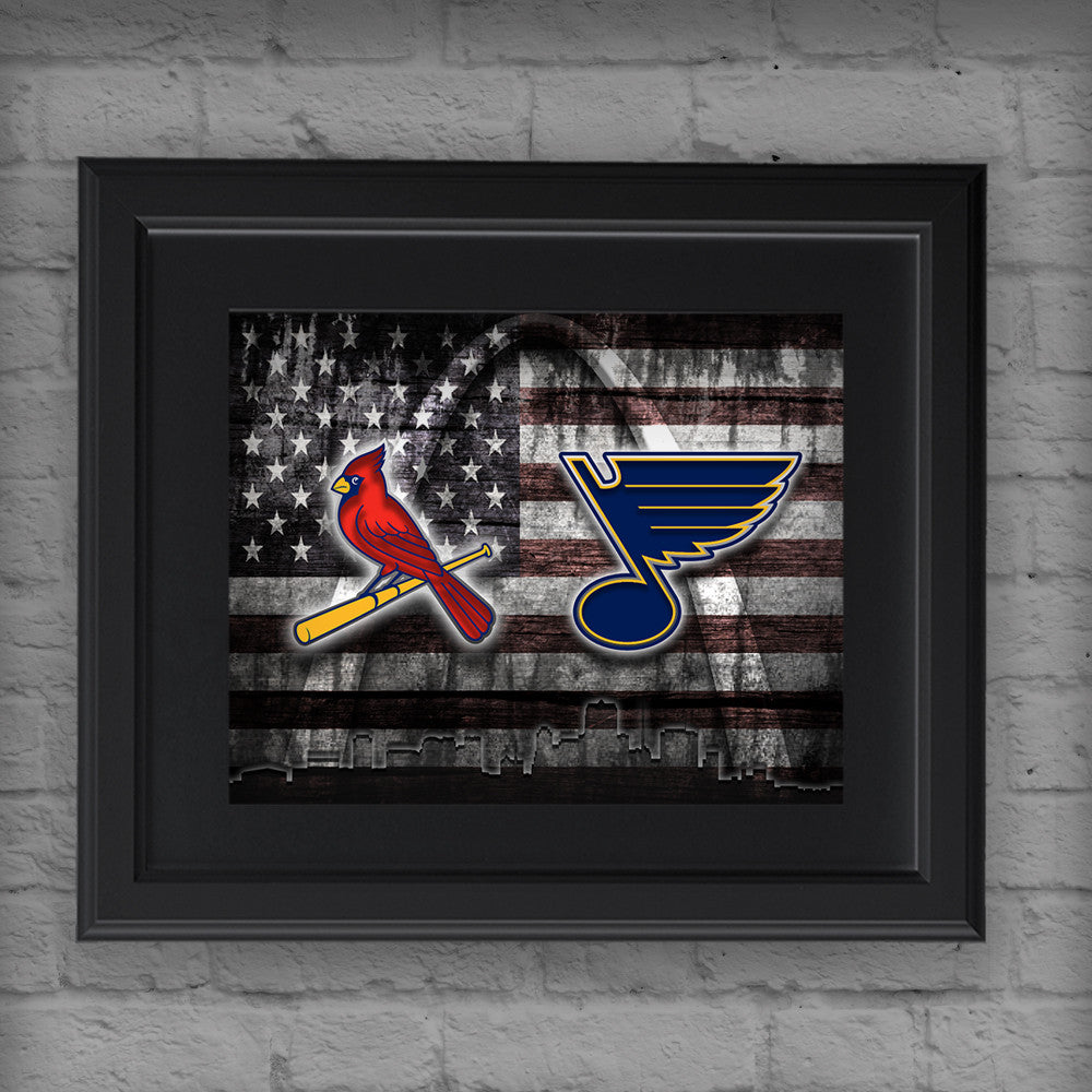 St. Louis Sports Teams Flag Poster, St. Louis Cardinals St. Louis Blue ...