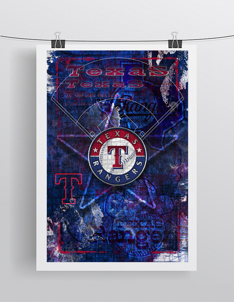 Texas Rangers Poster, Texas Rangers Artwork Gift, Rangers Layered Man ...