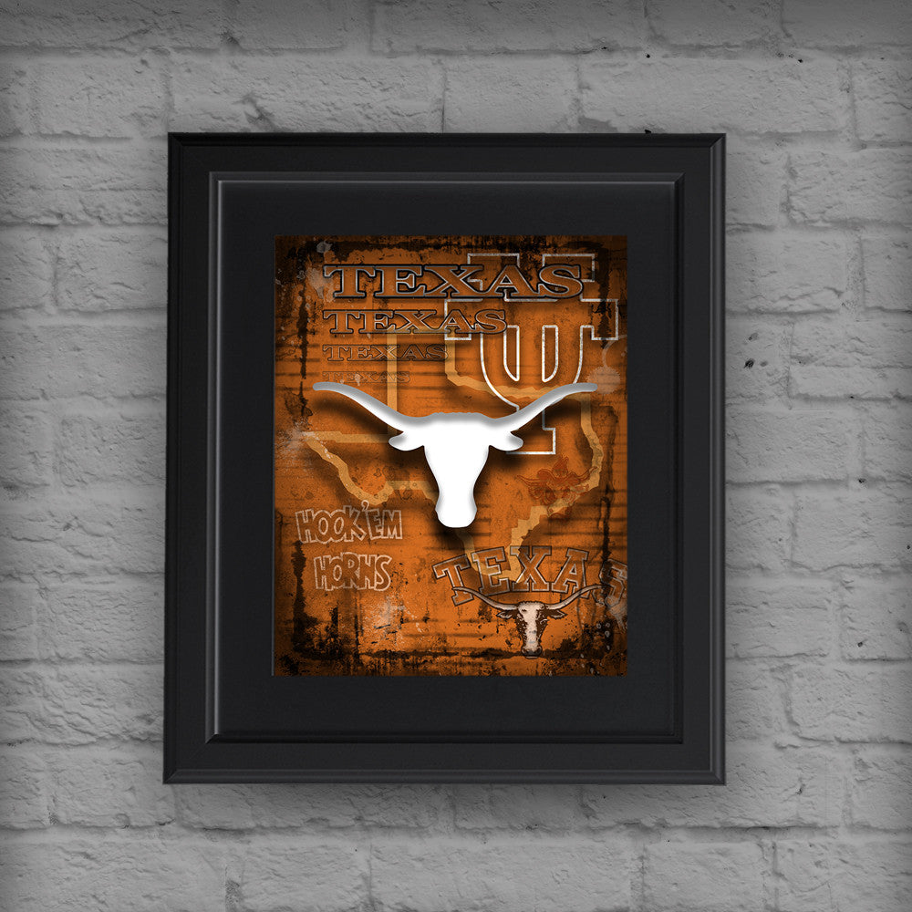 University of Texas Longhorns Poster, Longhorns Gift, Texas University ...
