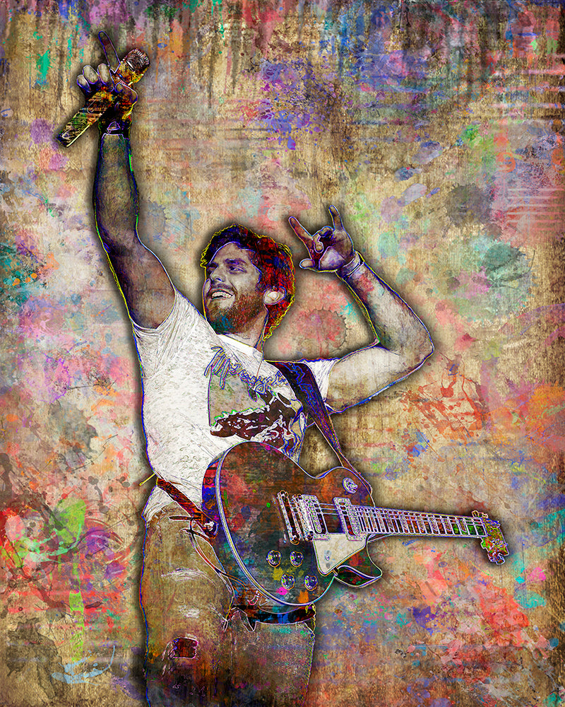 Thomas Rhett Poster, Thomas Rhett Portrait Gift, Thomas Rhett Colorful ...